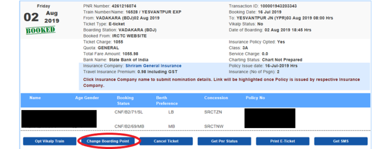 How to Online E-ticket Boarding Point Change - Railway Station
